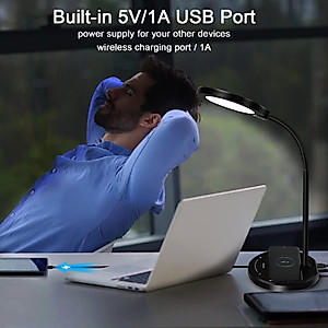 GLFERA Desk Lamp, LED Desk lamp with USB Charging Port, 5 Lighting Modes 10 Brightness Levels, Sensitive Control Eye-Caring Office Lamp Black