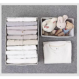 2 Pack Open Storage Bins, Washable & Visible Closet Clothing Organizer with Window. Foldable Fabric Baskets for Clothes, Towel, DVD, Book (Large White stripe)