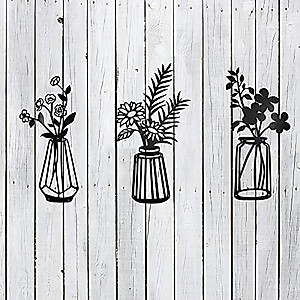 Metal Flowers Wall Decor, Metal Wall Sculpture for Patio Balcony, Black Metal Wall Decor Art for Living Room Bathroom Bedroom Dining Room,Black Wall Art for Kitchen.