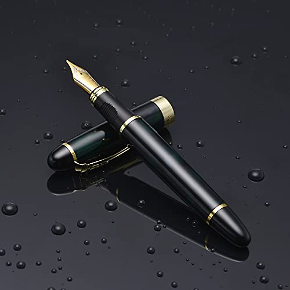 Jinhao X450 Fountain Pen Green Marble Medium Nib Size with Ink Refill Converter for Bottle Ink,Business Signature & Smooth handwriting pens