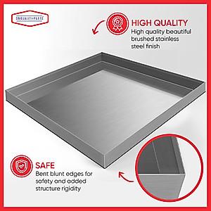 30" x 30" 2.5" Heavy Duty Washer Machine Drain Pan, Stainless Steel Fine (30x30x2.5)