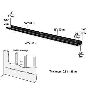 Wallniture Denver 46" Black Floating Shelf for Wall Collage, Picture Ledge Shelf for Living Room Decor