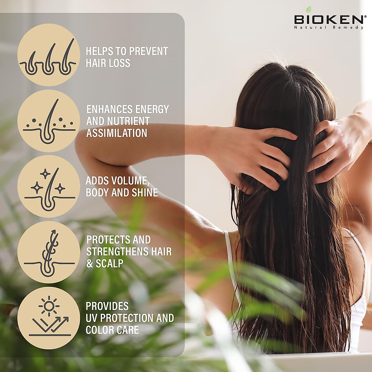 Bioken Intensive Revitalizing Shampoo – 33.8 oz Dry & Sensitive Hair Bee Propolis Herbs Promote Hair Growth Hydrating Moisturizing Nano Color Care Sulfate Free