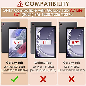 DETUOSI Case for Samsung Tab A7 Lite 8.7 inch 2021 Release SM-T220/T225/T227u, Shockproof Protective Cover for Galaxy Tab A7 Lite 8.7 inch (360°Rotatable Stand & Shoulder Strap), Camouflage Rose Red