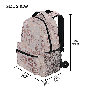 Backpack School Bookbag Travel Bag Leopard Print Cheetah Rose Gold for Girls Boys Teen