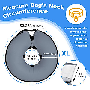 BARKLESS Dog Cone, Dog Donut Collar After Surgery, Inflatable Dog Cone with Clear Anti-Licking Shield, Alternative to Cone of Shame for Large Medium Dogs, Does Not Block Vision