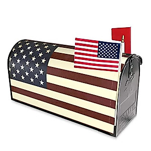 Memorial Day Anniversary God Bless Us Magnetic Mailbox Covers and Hand Waving Flag for Veterans Day,Wooden Stick Flag and Magnetic Letter Post Box Wraps Cover for Outdoor Home Garden Decor