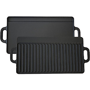 Keleday 20 Inch Cast Iron Griddle Pre-Seasoned Cast Iron Reversible Grill Griddle Pan with Two Handles Square Grill Pan for Stove top Oven and Camping Fire Indoor and Outdoor Use