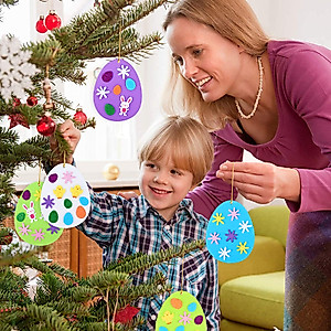 Konsait Bulk 208pcs Easter Foam Eggs Stickers, Bunny Chicken Self-Adhesive Foam Easter Eggs Shapes Stickers for Kid's Art DIY Craft Scrapbooks Supplies Easter Party Decor