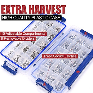 Hilitchi 705-Pcs M3 M4 M5 Phillips Flat Head Machine Screws Bolts Nuts Flat and Lock Washers Assortment Kit, 304 Stainless Steel, 8 to 20mm Length, Full Thread