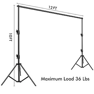 SLOW DOLPHIN Photo Video Studio 12ft (W) x 10ft (H) Heavy Duty Adjustable Photography Backdrop Stand Background Support System Kit with Carry Bag