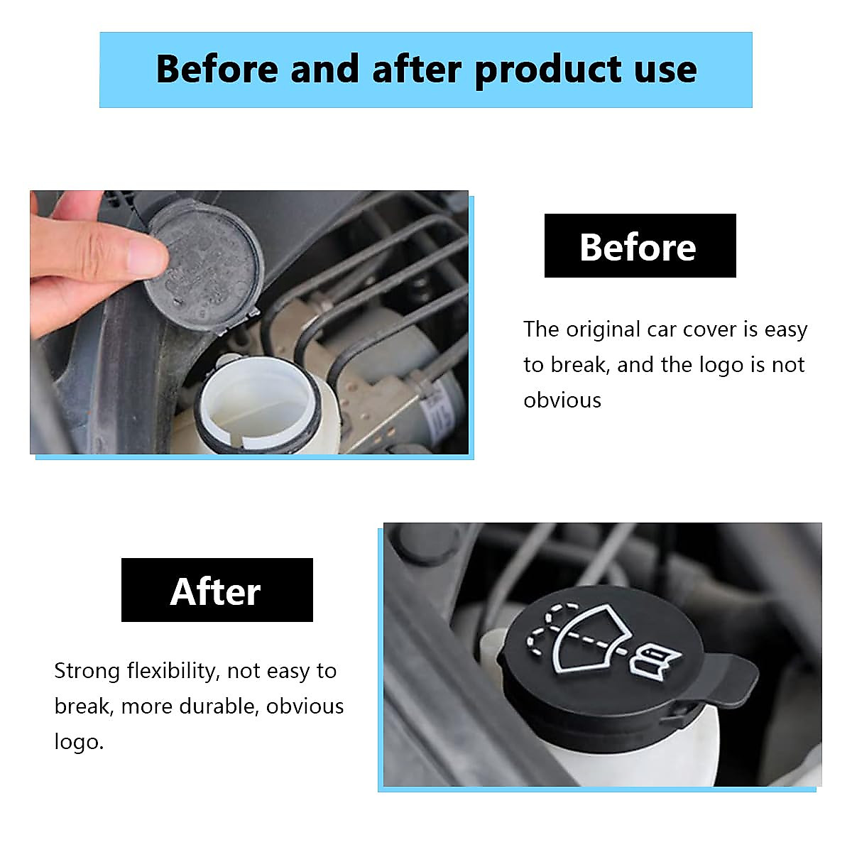Kewucn Car Windshield Wiper Fluid Reservoir Cap, Auto Liquid Tank Bottle Cap, Liquid Storage Bottle Tank Ring Lid Cover, Universal Vehicle Replacement Accessories Fit for OEM 1322730