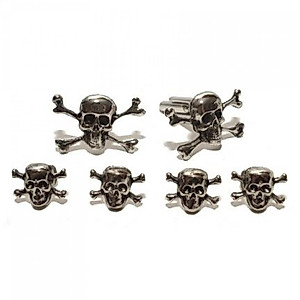 Skull and Cross Bones Tuxedo Studs and Cufflinks