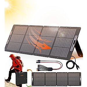 200W Portable Solar Panel, Ultra-Light(11.9 lb) Flexible Foldable Solar Panel Kit with MC-4 for Power Station, Waterproof IP67, 23% High-Efficiency Solar Charger for Outdoor Camping RV Boat Off-Grid