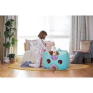 Aubliss Unicorn Stuffed Animal Storage Bean Bag Chair for Kids, Velvet Extra Soft Beanbag Chairs Cover, X-Large Stuffable Zipper Bean Bag for Organizing Plush Toys Girls Bedroom Decor, Cyan