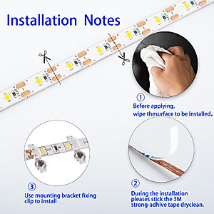 JUNWEN Battery Operated LED Strip Lights with Remote Daylight White, Timer, Dimmable, Waterproof, 13.2ft 240 LED Light Strip Suitable for Stairs, Wardrobe, Kitchen, Bedroom, Party, 2 Pack of 6.6ft.