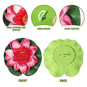 SEWACC Artificial Floating Lotus Flower Water Lily Pads EVA Lotus Flower Water Lily Pads Leaves 5pcs for Home Garden Pond Decoration