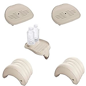 Intex Inflatable Hot Tub Seat , Attachable Cup Holder, Inflatable Head Rest