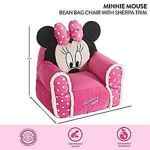 Idea Nuova Minnie Mouse Figural Sherpa Trim Bean Bag Chair, Small, Pink