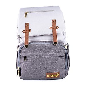 EVE'S BABY Diaper Backpack – Multifunctional Diaper Bag Organizer for Newborn Essentials – Convenient Pockets and Adjustable Straps – Fits Newborn Essentials, Clothes – Stylish Grey and Beige
