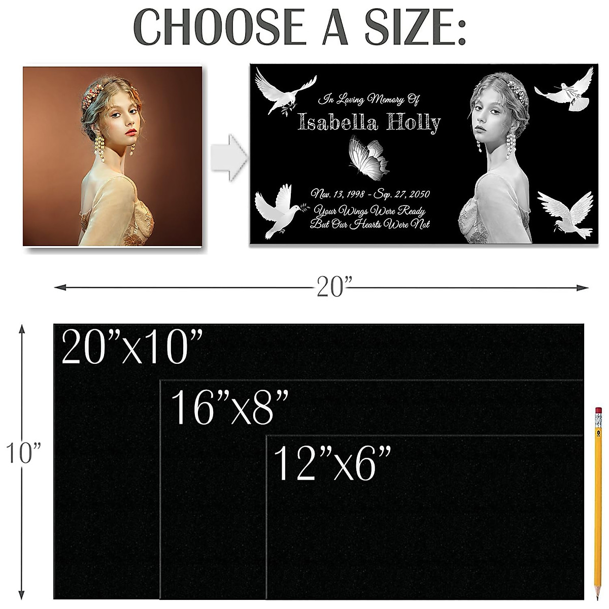 Human Memorial Stone Personalized,Grave Plaque,Graves Stones,Grave Marker,Memorial Grave,Grave Decorations,Headstones for Graves