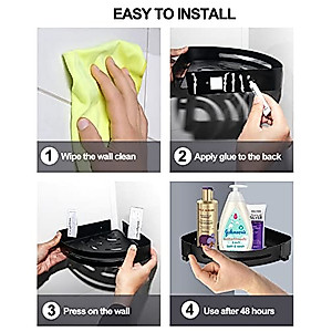 Shower Corner Shelf, Corner Caddy Bathroom Shower Shelf Wall Mounted 2 Pack, Adhesive No Drilling Kitchen Racks Shower Organizer for Bathroom,Kitchen,Toilet (Black)