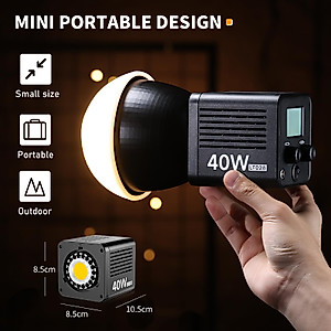 Ulanzi LT028 40W LED Video Light, Portable Continuous Output Lighting, 2500K-6000K Bi-Color Temperature COB Light w 3400mAh Built-in Battery for YouTube Video Recording Photography