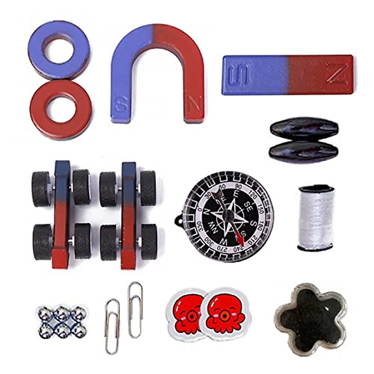 AOMAG Physics Science Magnets Set for Education Science School Classroom Experiment Tools for Kids Including Bar/Ring/Horseshoe/Compass Magnets
