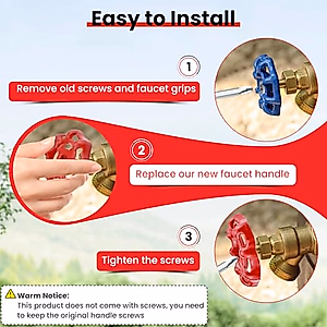 3 PCS Outside Faucet Hose Handles, Cast Iron Bibb Round Wheel Square Stem Hole Spigot Handle Replacement Parts for Outside Hose Bibb, Stopcocks, Valves, Wall Hydrants 15/64 in x 15/64 in (6mm x 6mm)