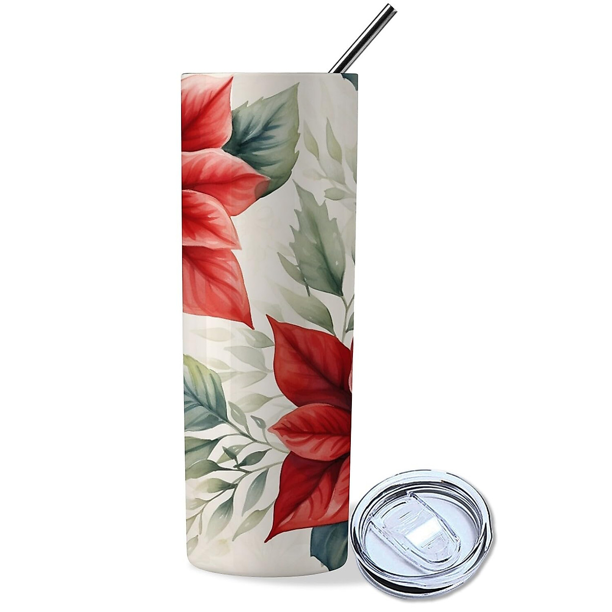 Medpol Red retro flower tumbler with lid and straw 20 oz insulated tumbler cups Red retro flower insulated travel coffee mugs for women cute sippy cups stainless insulated travel cups