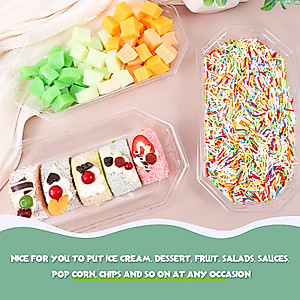 100 Pack Clear Plastic 12 oz Banana Split Boats Disposable Ice Cream Sundae Bowls PET Banana Split Bowls Oblong Serving Boat Sundae Splits Bowl Dessert Tray for Kids Carnivals Birthday Party