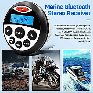 GUZARE Boat Marine Stereo Receiver Bluetooth - 45 x 4 Watts Audio AM FM Gauge Waterproof Radio Tuner Streaming for Boats Golf Cart ATV UTV and Spa Hot Tubs GR304