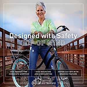 sixthreezero EVRYjourney Women's Electric Bicycle, 7-Speed Step-Through Touring Hybrid eBike, 500 Watt Motor, 26" Wheels, Teal