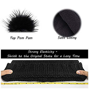 FashionLive Wireless Beanie Music Hat for Women Girls Upgrade Pompom Musical Headphone Stereo Speaker Hat with Mic Speakerphone Knit Pom Beanie Hat Warm Black