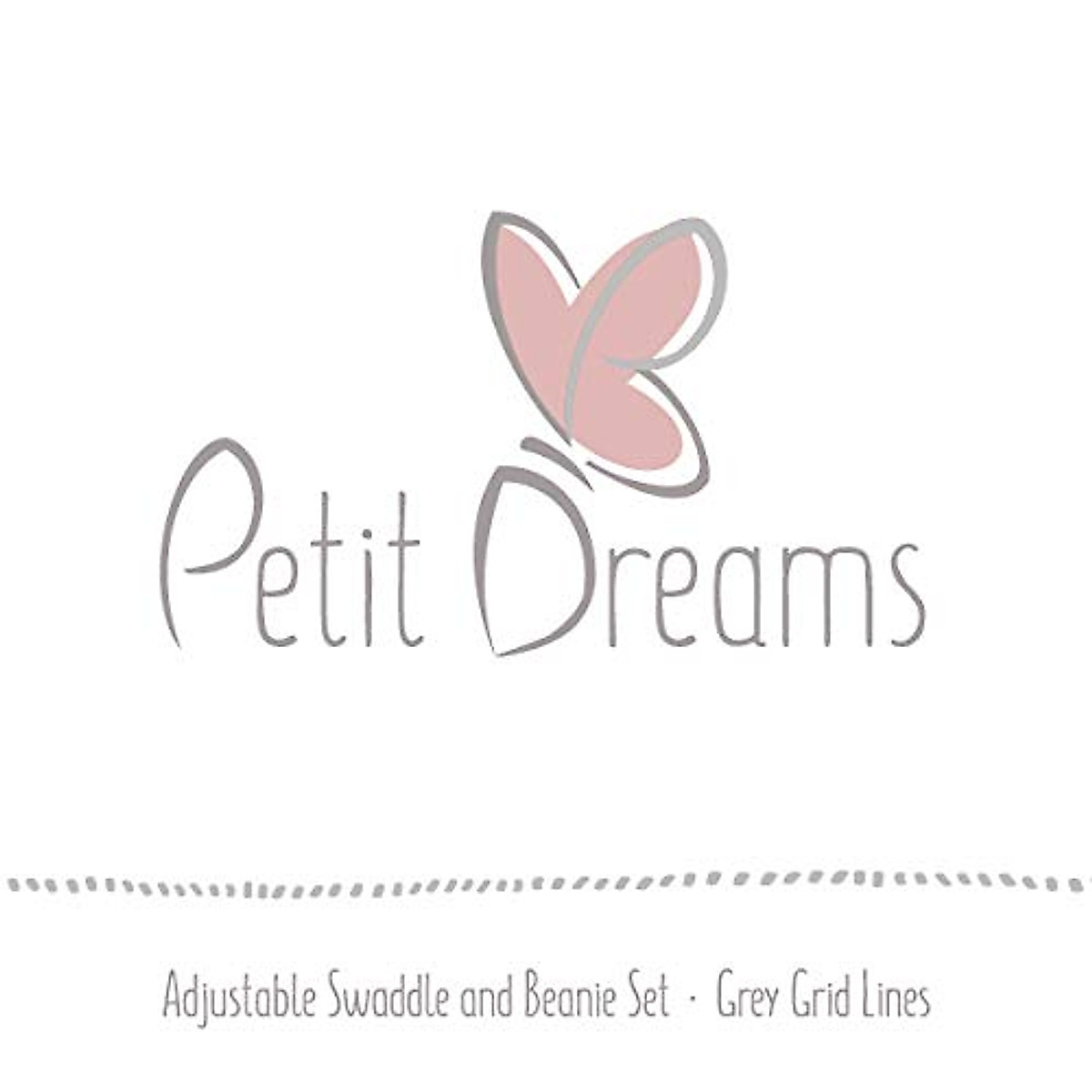 Petit Dreams Adjustable Swaddle and Beanie Set Jersey Knit Cotton for Baby Boy Or Baby Girl from 0-3 Months, Grey Dotted Stripes