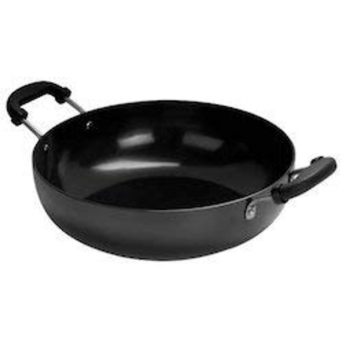 DBY Tradenet Kadhai Deep Karahi Hard Anodised Cookware Kadai with Stainless steel Aluminium Kadhai Fry Pan Deep Fry Pan Aluminium Frying pan Daily Use Home/Kitchen 2 Ltr (3mm)