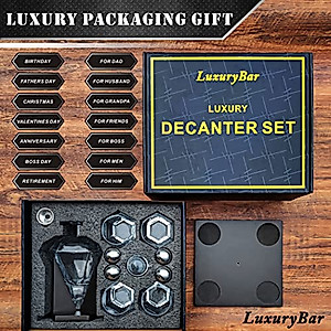 Diamond Whiskey Decanter Set with Glasses 4 Chillball, Whiskey Decanter Sets for Men Liquor Decanter Whiskey Set LuxuryBar Bourbon Decanters for Alcohol Tequila Scotch Vodka, Whiskey Gifts for Men Dad