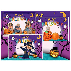 WOLADA 7x5FT Cartoon Halloween Photo Backdrop Pumpkin Moon Photography Backdrops Halloween Party Banner Trick or Treat Backdrop Halloween Decoration Kids Halloween Party Photography Backdrop 11131