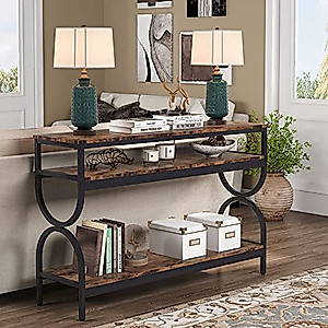 LITTLE TREE 55 Inch Long Narrow Entryway Hallway Accent Console Table Industrial TV Stand