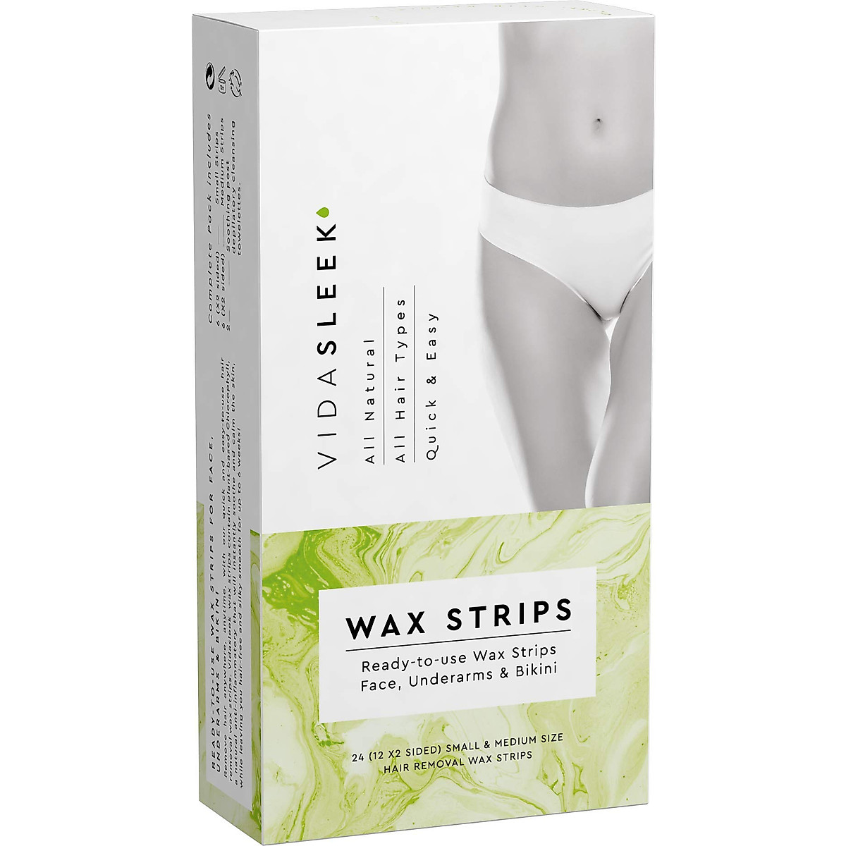 Hair Removal Wax Strips Face, Underarms & Bikini, 24 Count