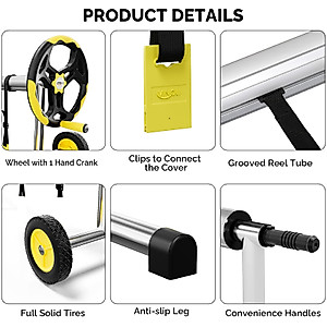 VINGLI Pool Reel Set 14 Feet Up to 18 Feet Aluminum Inground Swimming Pool Solar Cover Blanket Reel Roller