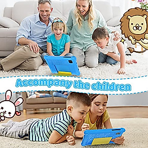 Kunleba 7 Inch Kids Tablet Andriod 11 Tablet for Kids Quad Core Processor 2GB RAM 32GB ROM 128GB Expansion 3500mAh Parental Control Learning Tablet Portable Shockproof Case (Blue)