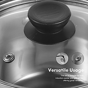 DEARMAMY Stainless Steel Stock Pot with Lid, 16cm Classic Deep Cooking Pot Canning Cookware Metal Saucepan for Kitchen Cooking Pasta Warming Milk Boiling Water