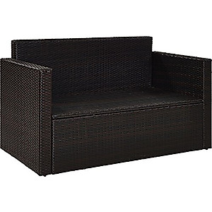 Crosley Furniture KO70092BR-SA Palm Harbor Outdoor Wicker Loveseat, Brown with Sand Cushions