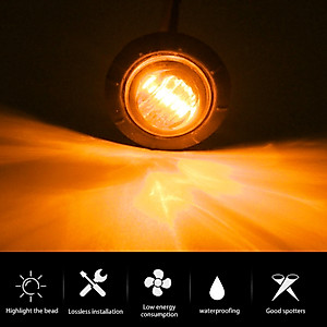 ZBGUN 10 PCS 3/4" 12V Round LED Truck Side Light, Miniature Side Marker Signal Indicator Light, LED Gap Crystal Light Night Warning Light, Universal for Most Trucks Vans Cars Buses Trailers (Yellow)