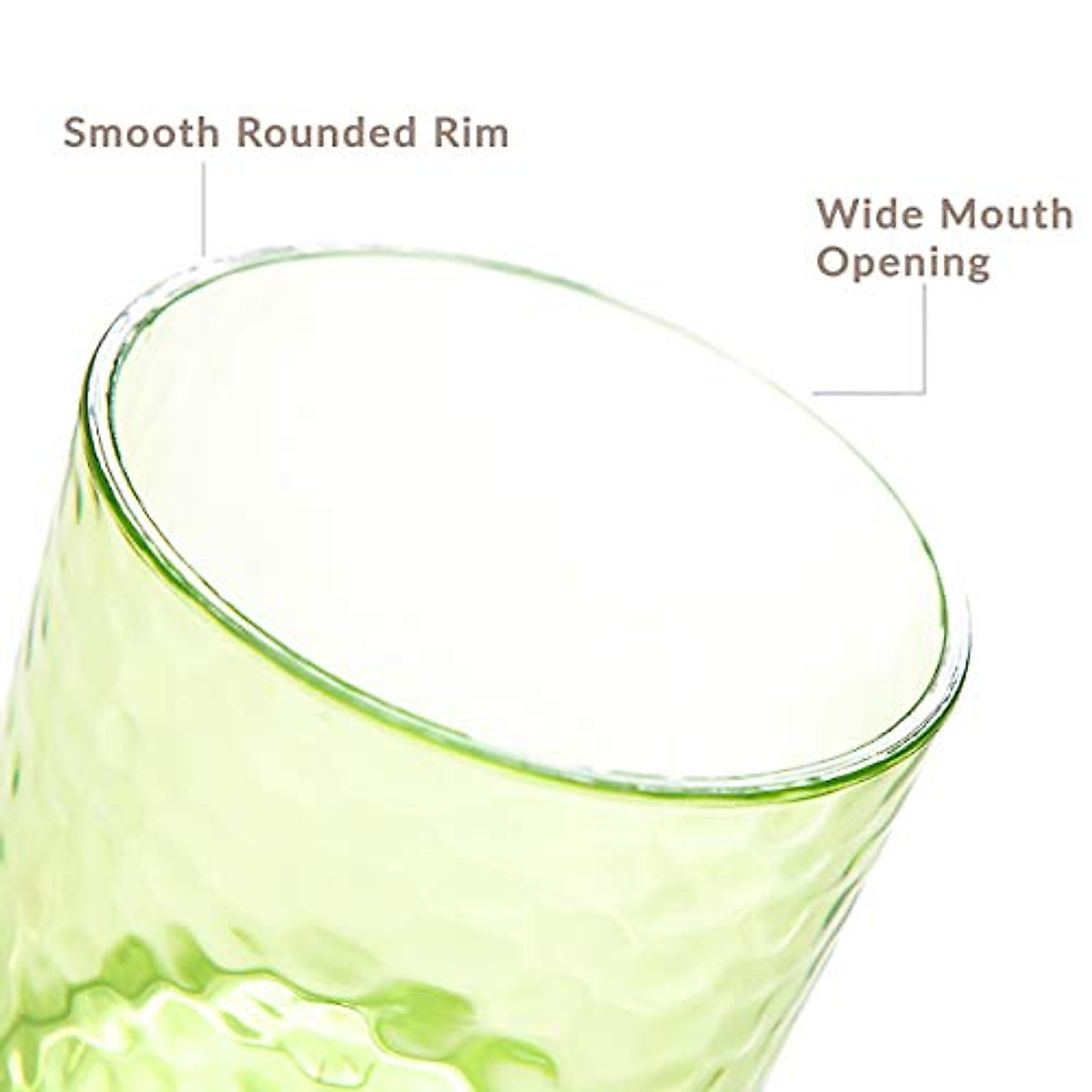 KX-WARE 14-ounce Acrylic Glasses Plastic Tumbler, set of 6 Multicolor - Hammered Style, Dishwasher Safe, BPA Free