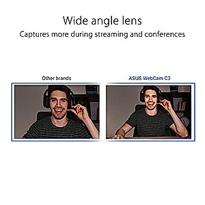 ASUS Webcam C3 1080p HD USB Camera - Beamforming Microphone, Tilt-Adjustable, 360 Degree Rotation, Wide Field of View, Compatible with Skype, Microsoft Teams and Zoom (Renewed)