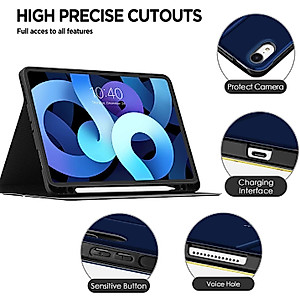 Case for iPad Air 5th / 4th Generation 10.9 Inch (2022/2020), Premium PU Leather Folding Stand Shell Soft TPU Back Cover with Pencil Holder Auto Wake/Sleep, Magic Map Vintage