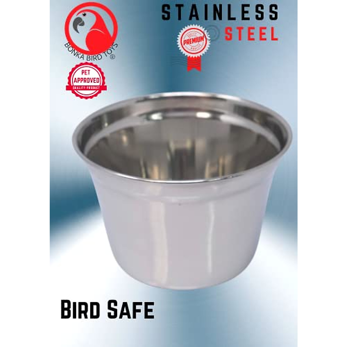 Bonka Bird Toys 800127 Parrot Stainless Steel Water 12oz Cup Cage Seed Feed Bowl
