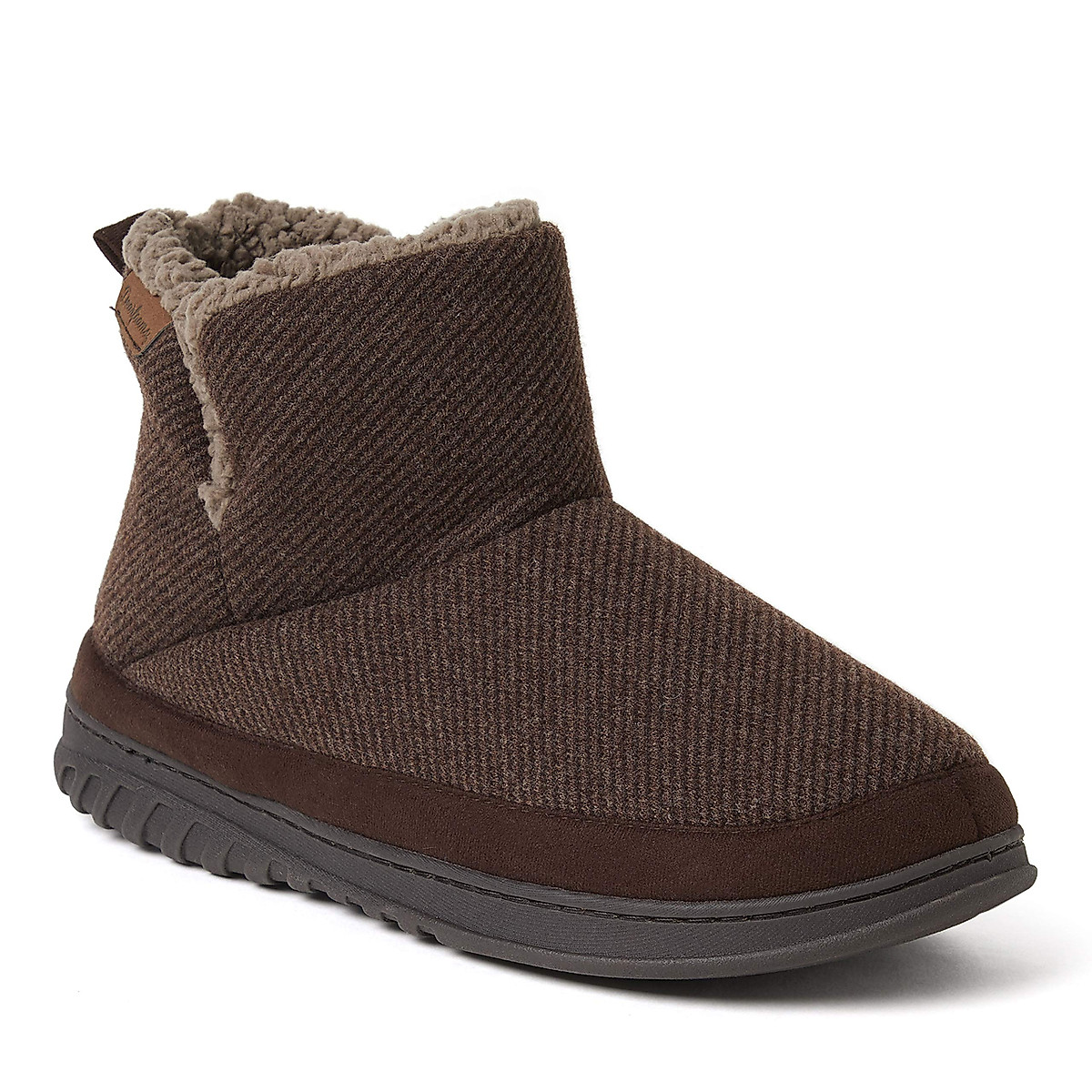 Dearfoams mens James Woven Boot Slipper, Coffee, X-Large US